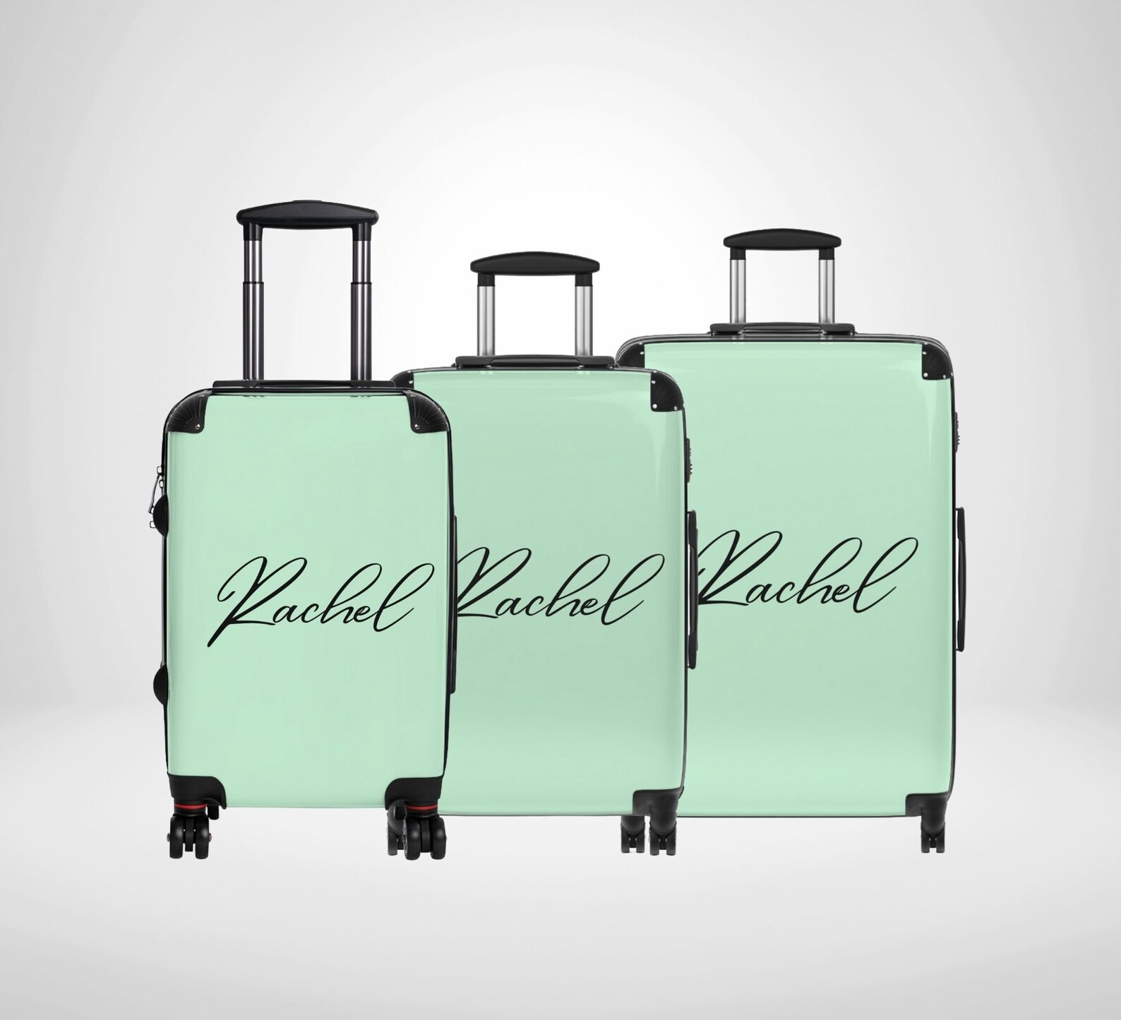 Personalized Name Luggage, Custom Green Minimalist Hard Shell Suitcase ...