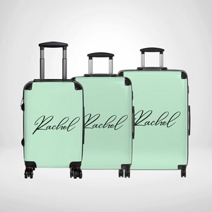 Personalized Name Luggage, Custom Green Minimalist Hard Shell Suitcase ...