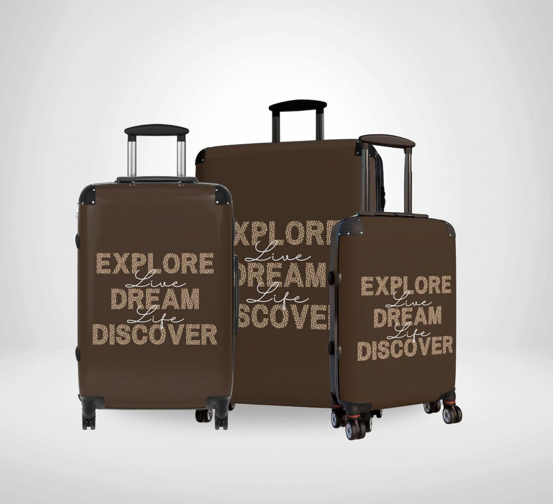 Bohemian Leopard Print Brown Suitcase Luggage for Travelling, Text ...