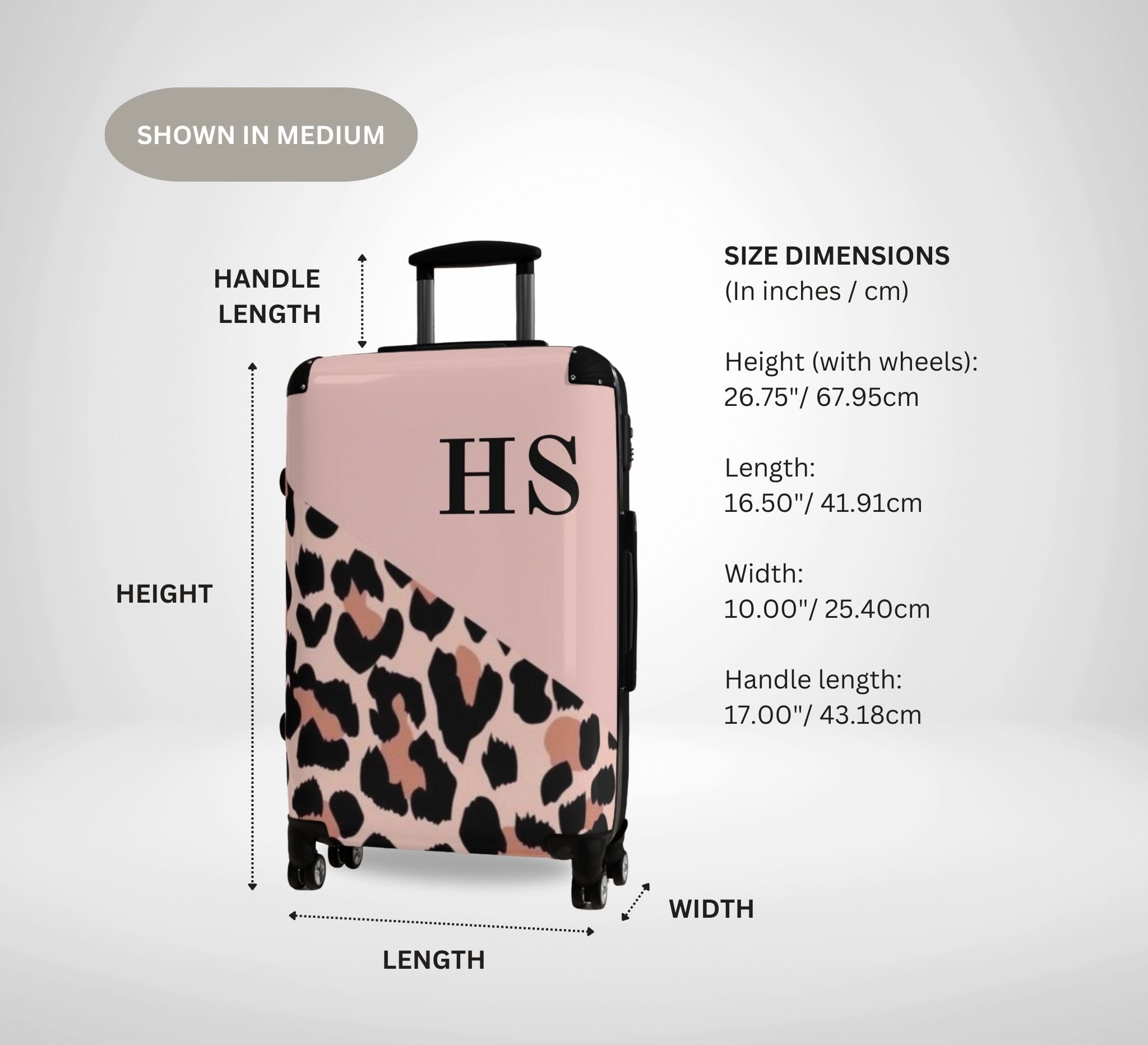 Stylish Leopard Print Suitcase in Pink, Modern Bold Animal Print ...