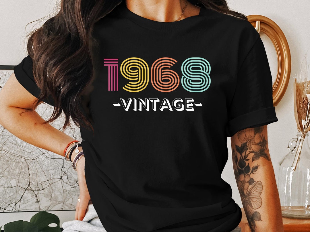 Vintage 1968 T-shirt, Retro Year Design Tee, Groovy 60s Shirt, Colorful ...