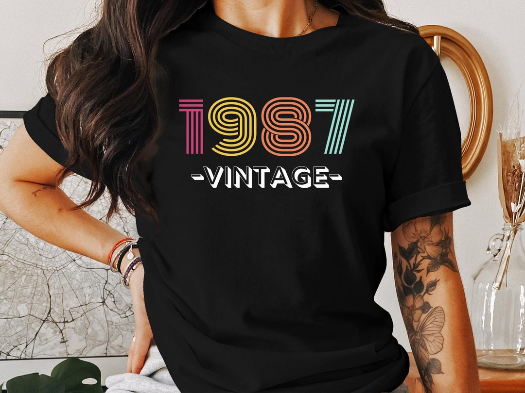 Retro 1987 Graphic T-shirt, Vintage Style 1987 Tee, Classic 1987 Birth ...