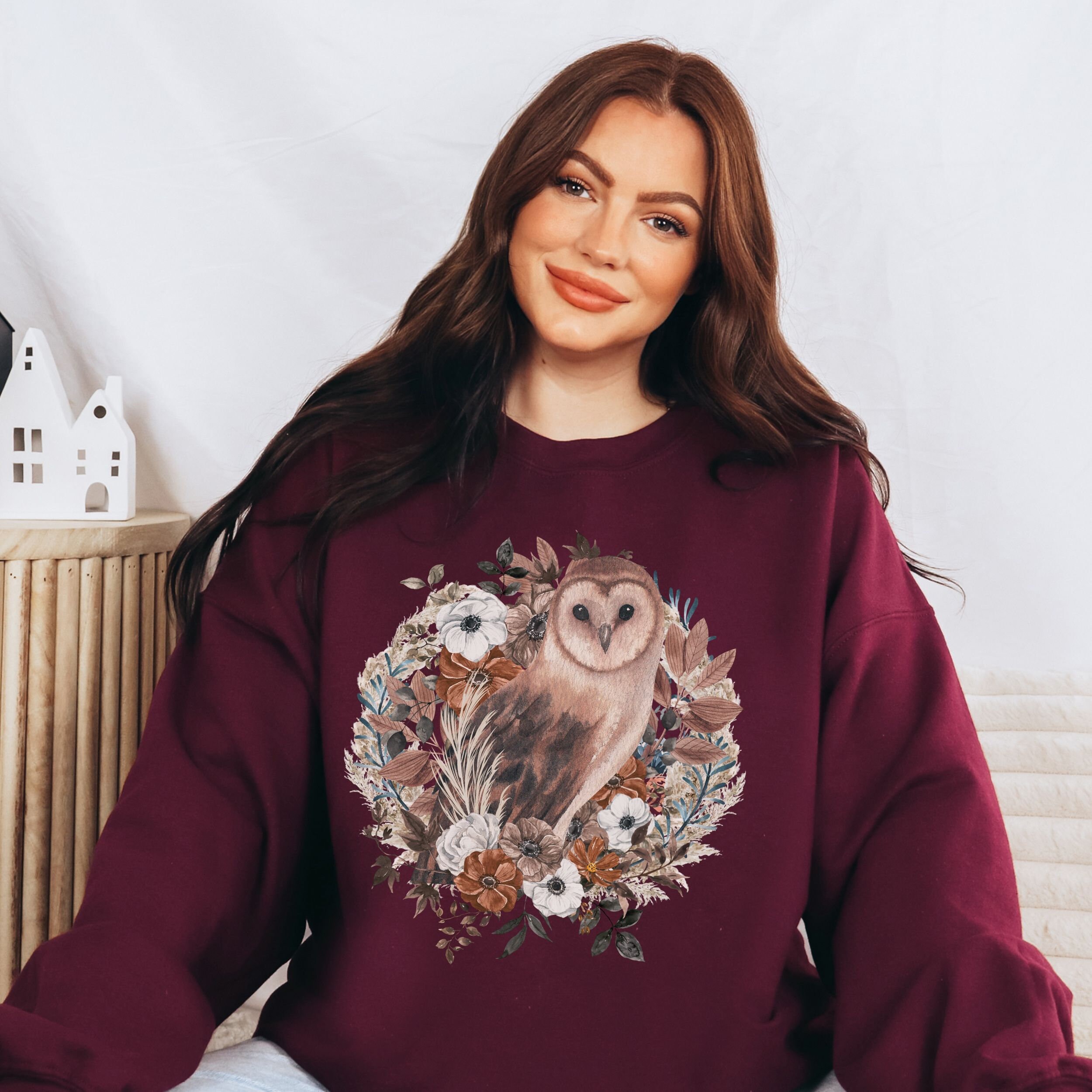 Barn Owl Cottagecore Indie Sweatshirt, Aesthetic Cozy Forestcore ...