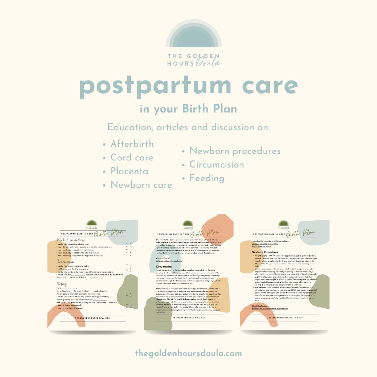 Postpartum Care in Your Birth Plan / Newborn Hospital Care / Newborn ...