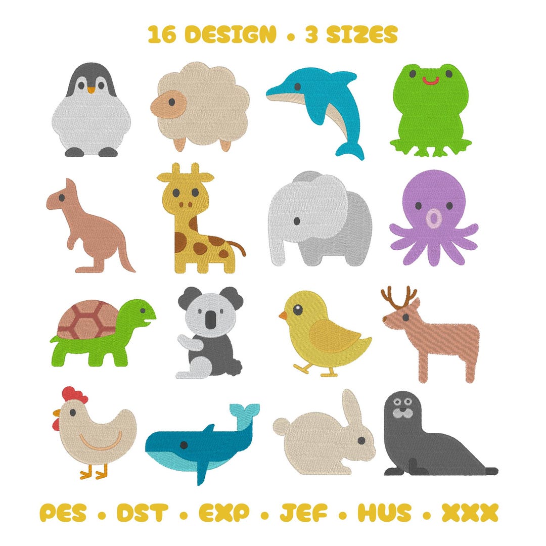 Animals Embroidery Designs, 16 Mini Animal Patterns, Mini Animal ...