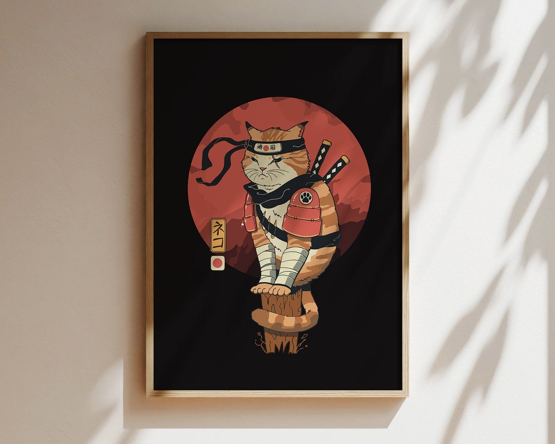 Shogun Cat, Digital Wall Art, Wall Art Prints, Digital Download, Trendy ...