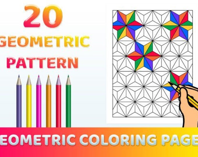 Set of 33 Printable Coloring Pages With Geometric Designs, Kids and ...