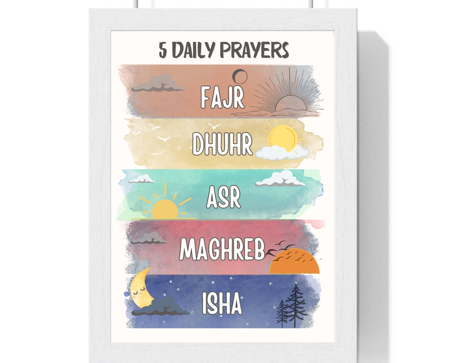 Five Daily Prayers Wall Art Nursery, Muslim Prayers Decoration Design ...