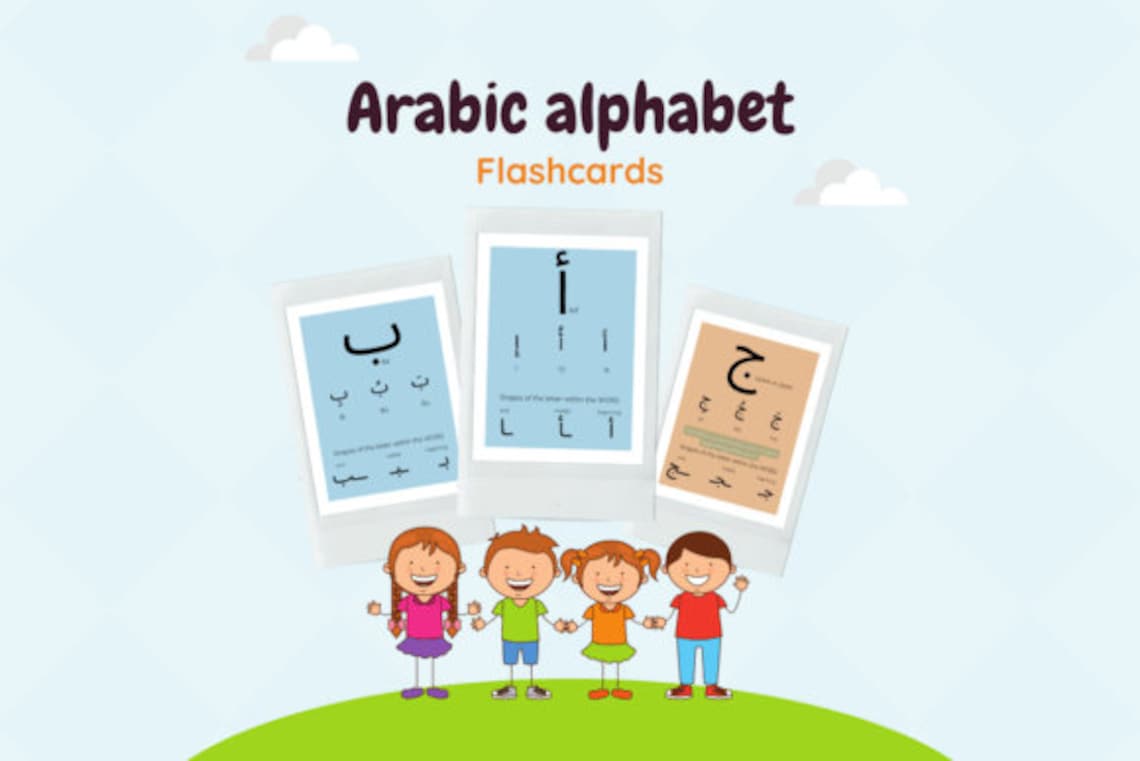 Printable Arabic Alphabets Flash Cards, Arabic Letters, Arabic Learning ...