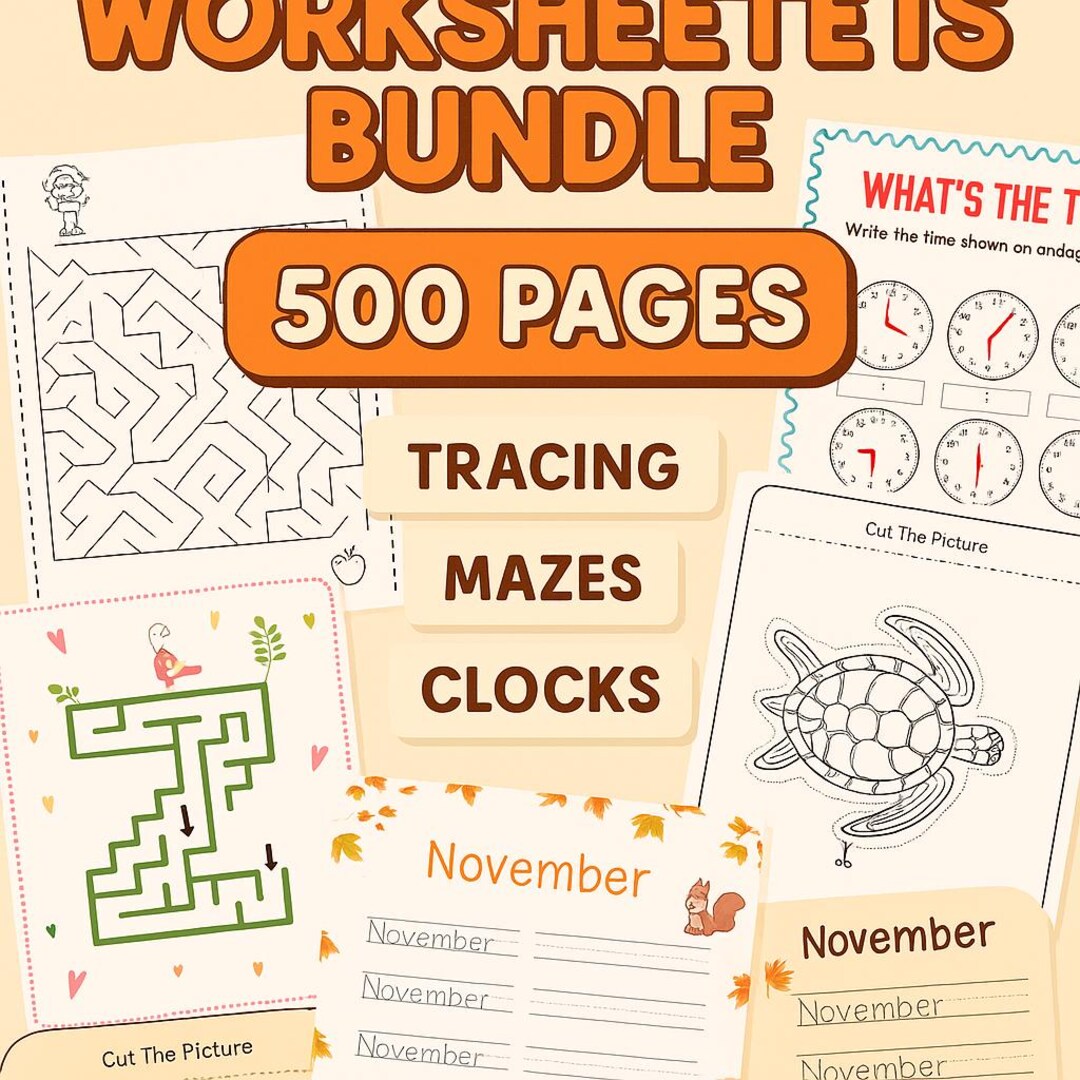 Kindergarten Worksheets Bundle | 500+ Pages Printable Activities ...