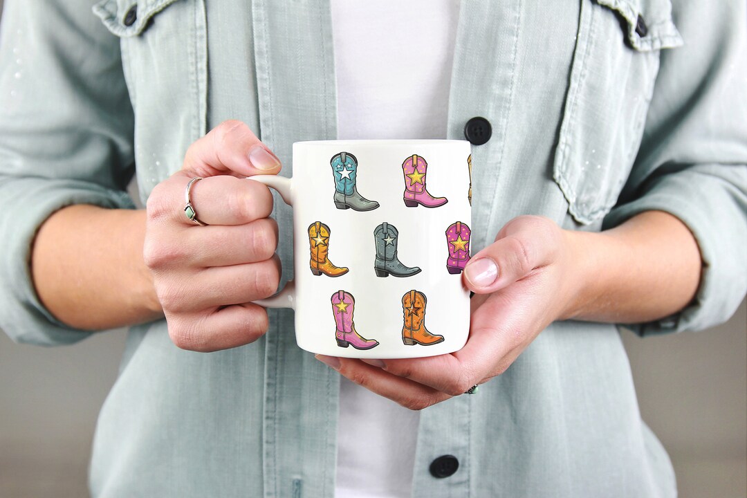 Mugs, Coffee Mug, Cowboy Boots Mug, Cowgirl Boots Mug, Western Graphic ...