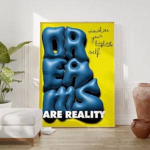 Retro Wall Art, Dreams Print, Retro Quote Print, Trendy Wall Art, Check ...