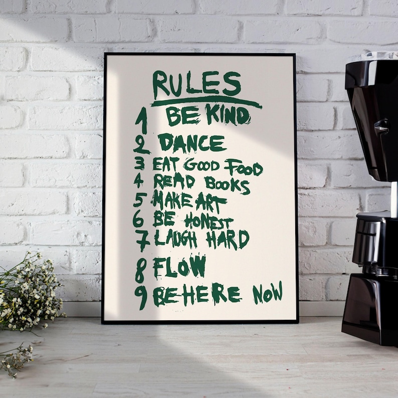 House Rules Poster Print, Home Quote Wall Art Dorm Room Instant ...