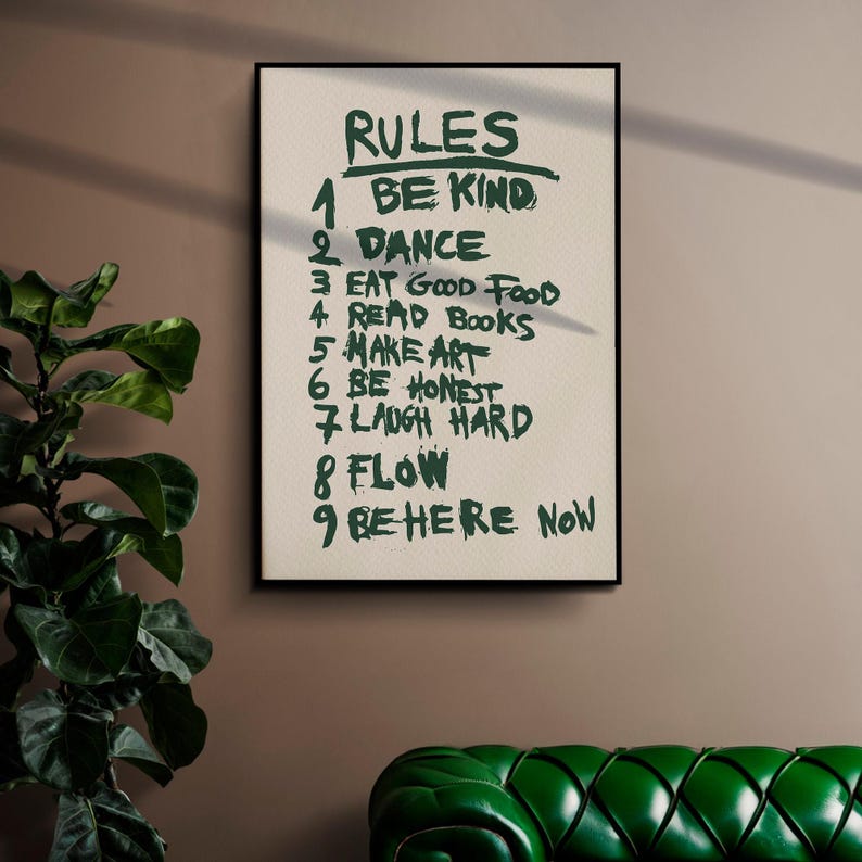 House Rules Poster Print, Home Quote Wall Art Dorm Room Instant ...