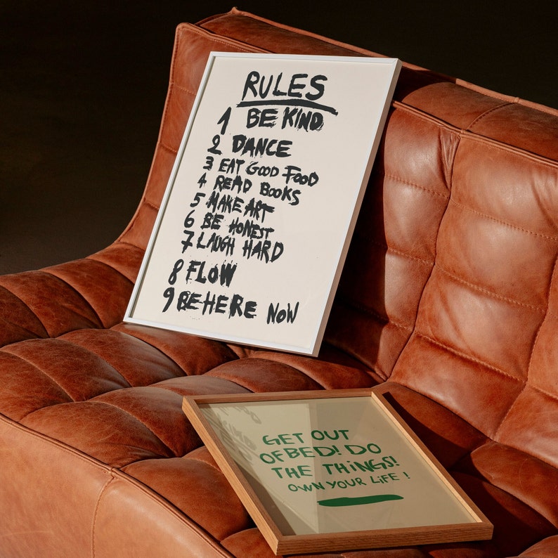 Printable Poster Life Rules Art Print, Home Quote Wall Art Dorm Room ...