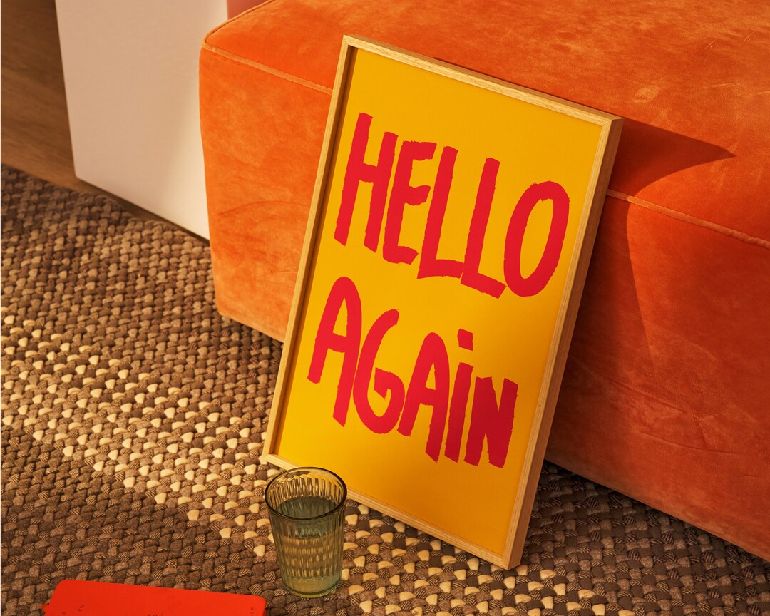 Retro Wall Art, Hello Art Print, Retro Vintage Art, Trend Wall Art ...
