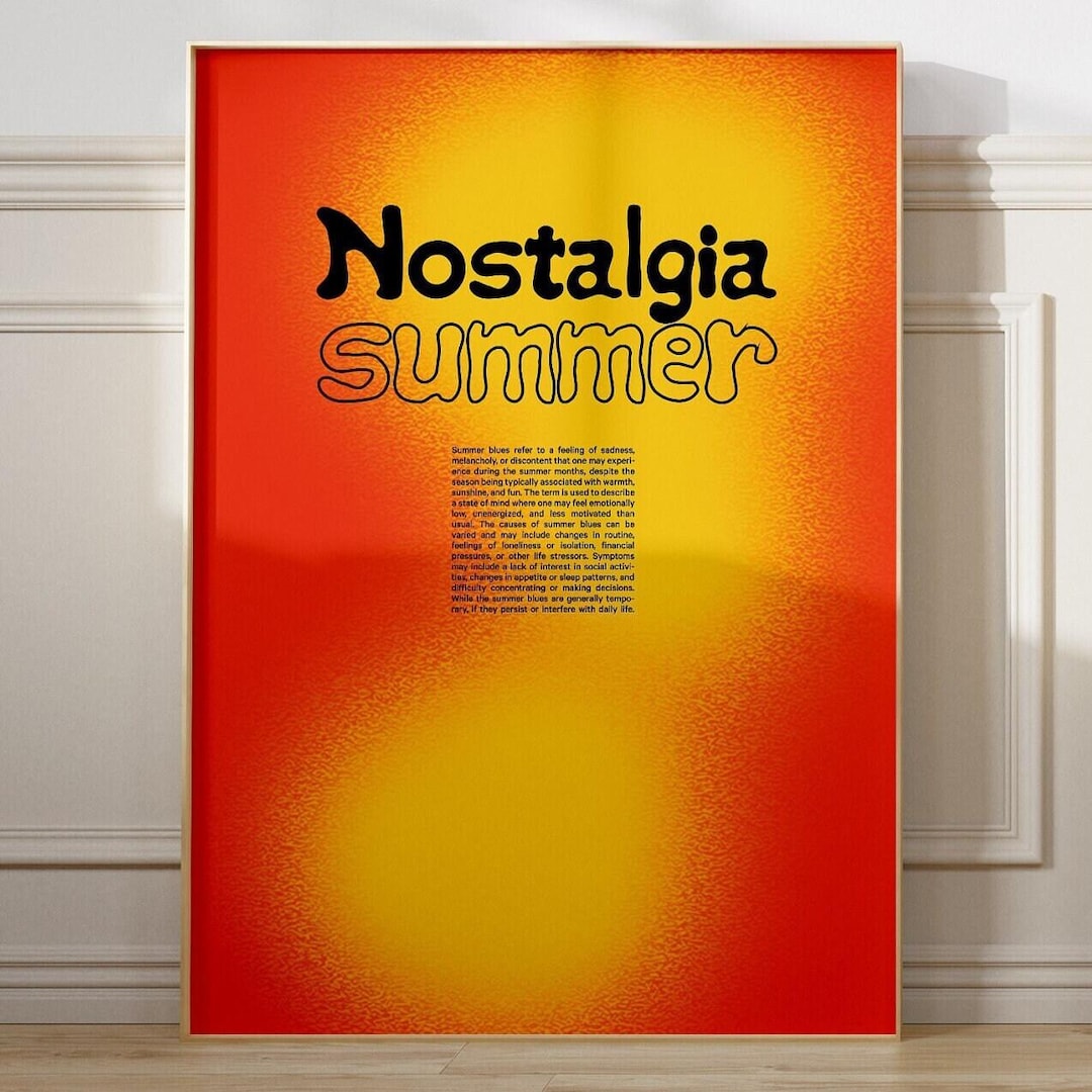 Retro Nostalgia Summer Gradient Poster, Warm Abstract Printable Wall ...