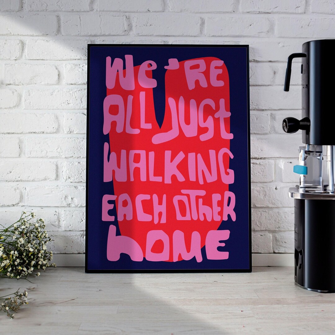 Printable Poem Art Print, Bright 70s Pink Quote Typographic Wall Art ...