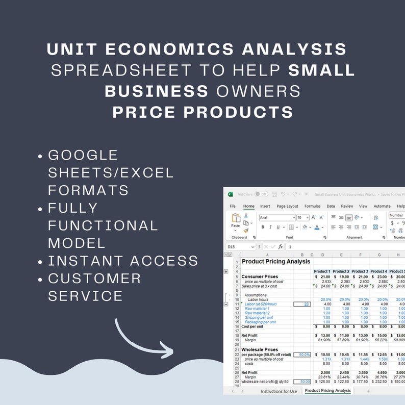 Product Pricing Worksheet Template Model for Small Business Owners ...
