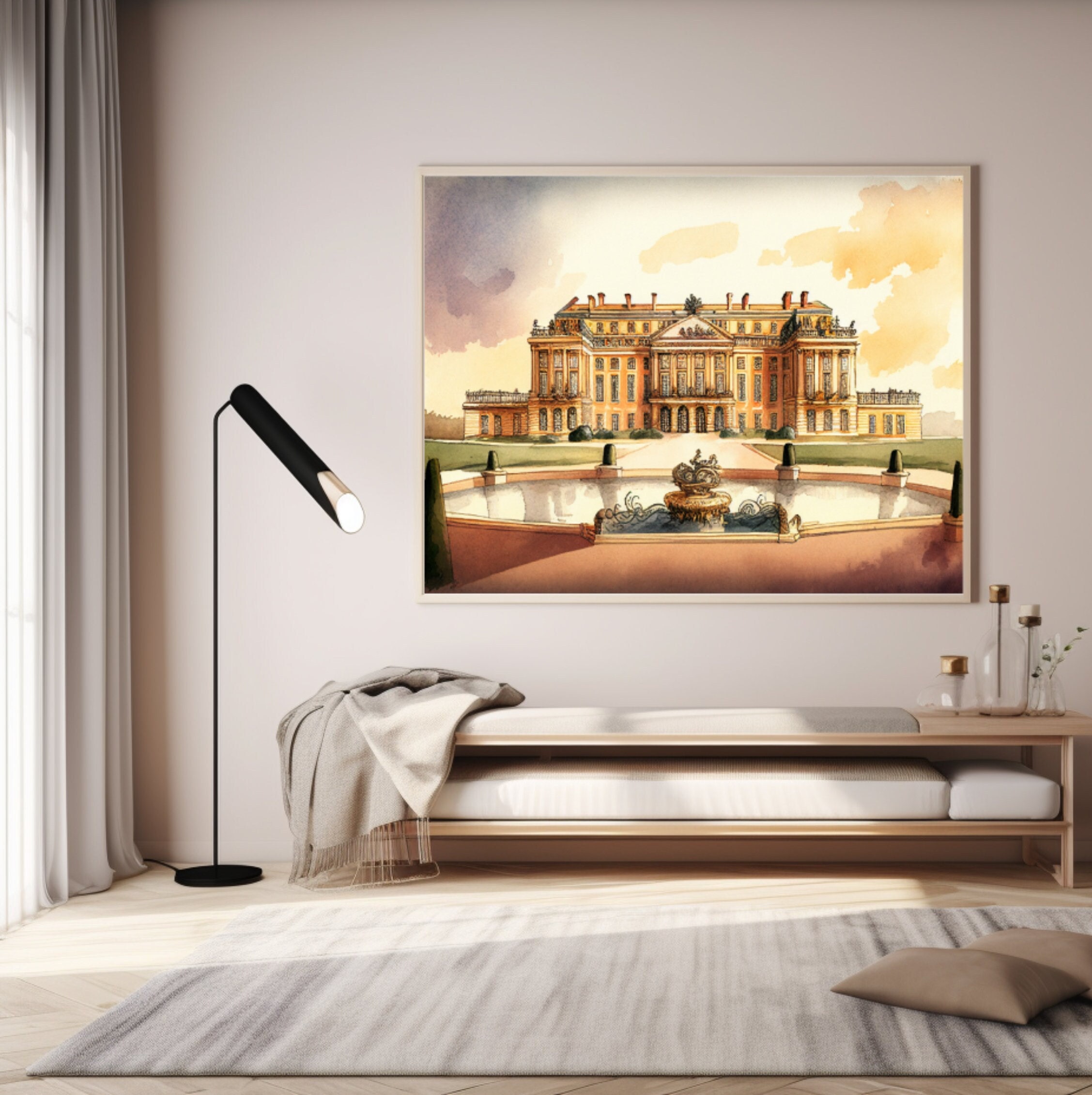 Palace of Versailles Watercolor Painting Vibrant Travel Poster France ...