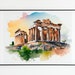 Vibrant Greece Watercolor Print of Parthenon Acropolis Stunning Athens ...