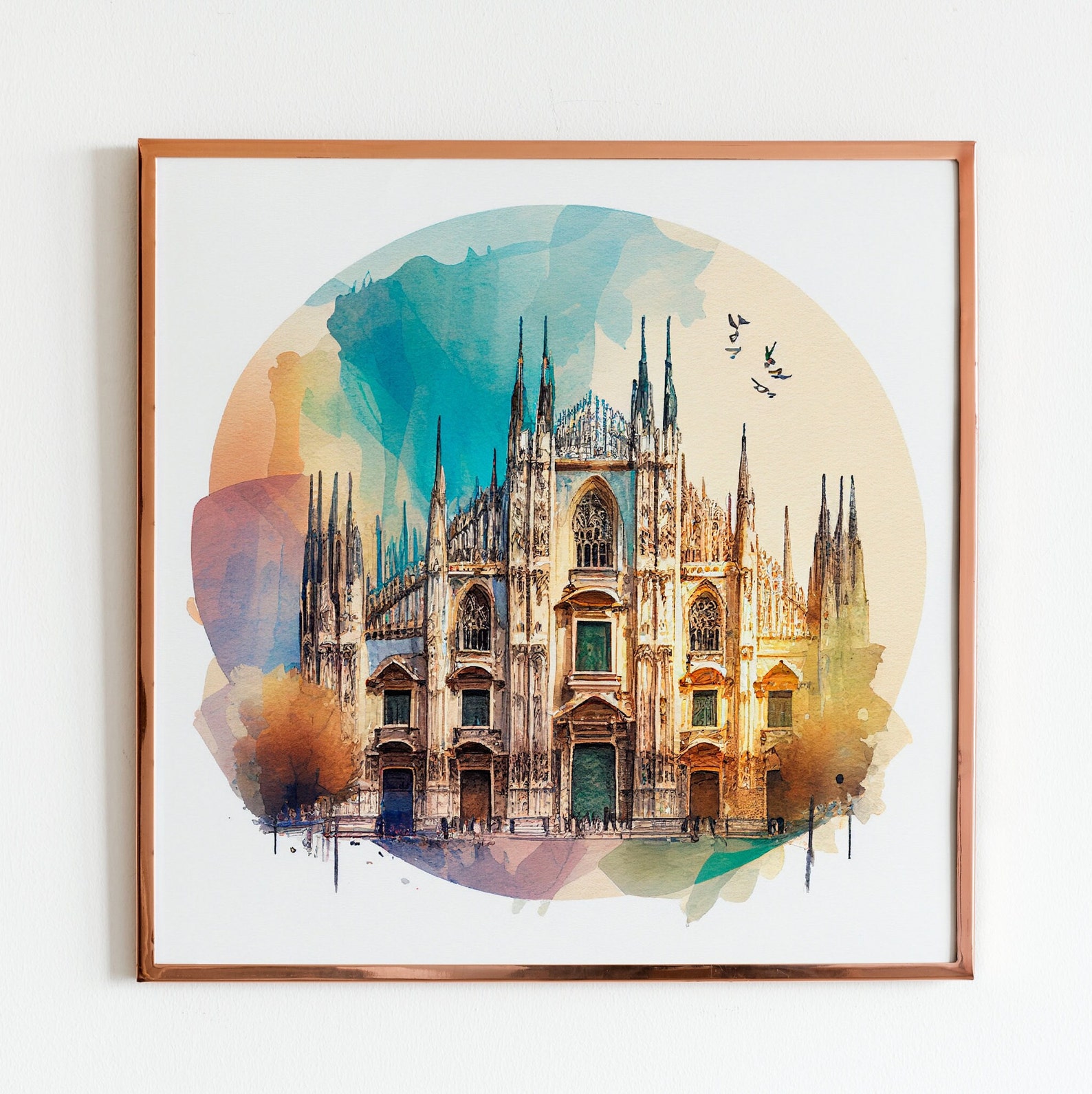 Duomo Di Milano Illustration Milan Cathedral Watercolor Travel Poster ...