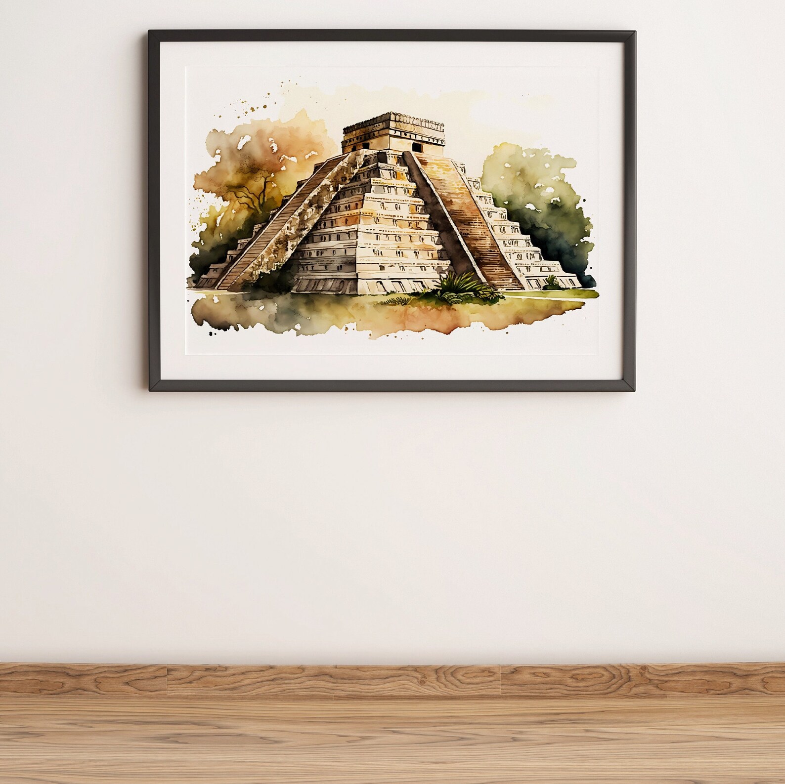 Vibrant Watercolor Poster of Chichen Itza Ancient Mayan Civilization ...