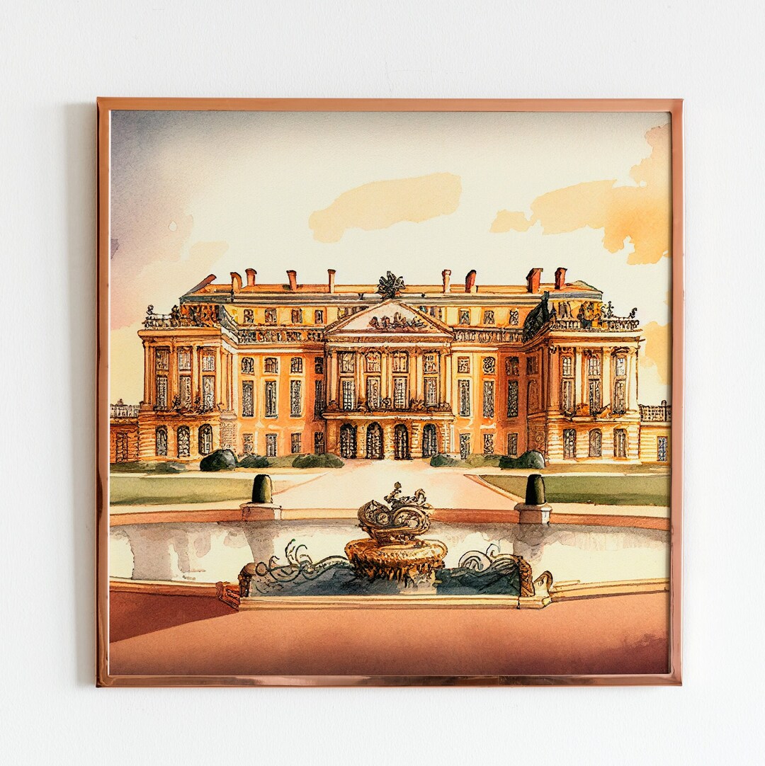 Palace of Versailles Watercolor Painting Vibrant Travel Poster France ...
