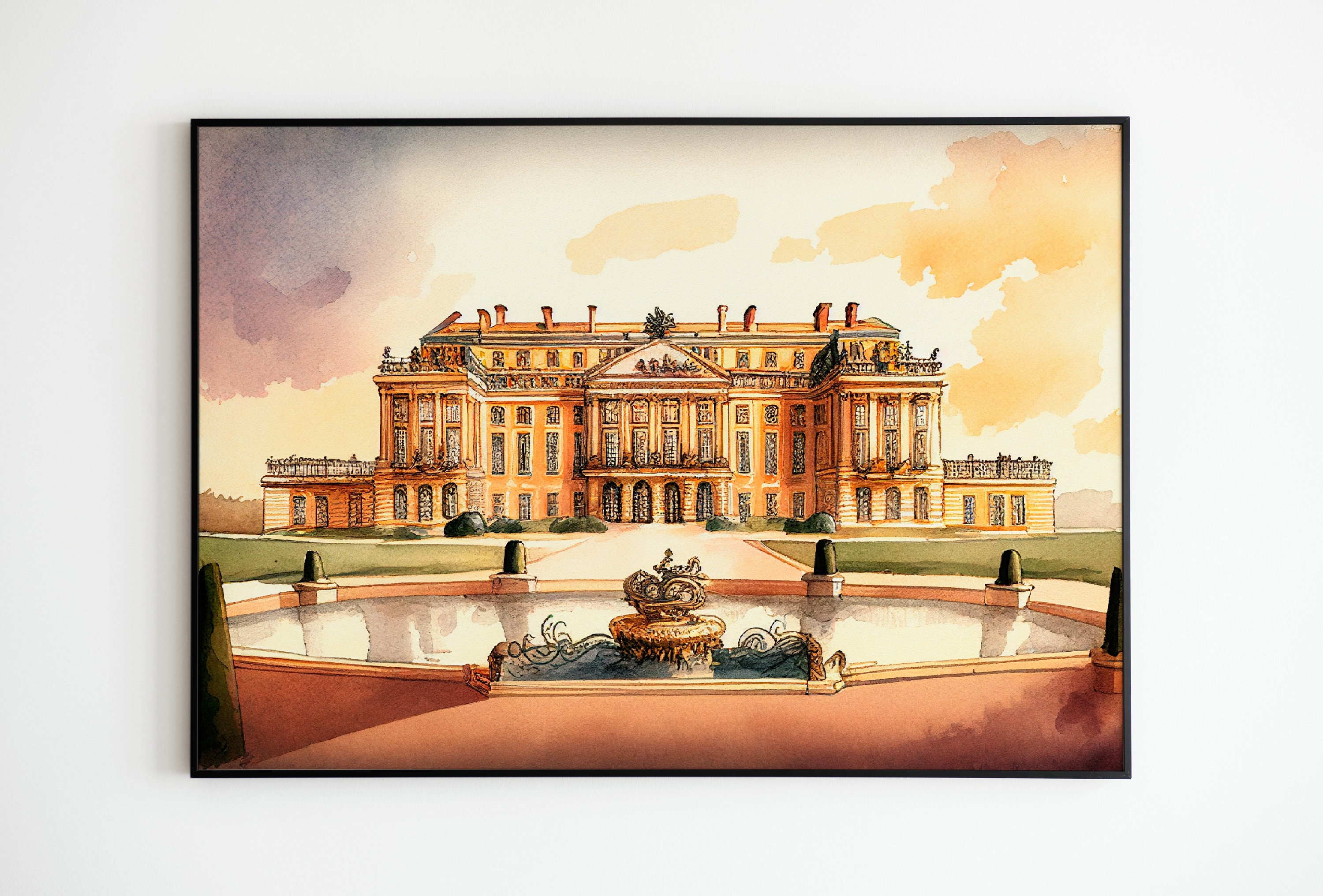 Palace of Versailles Watercolor Painting Vibrant Travel Poster France ...