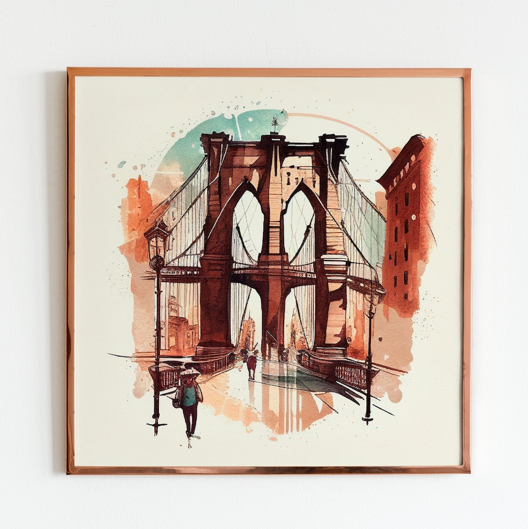 Brooklyn Bridge Retro New York City Travel Poster Wall Art Print ...