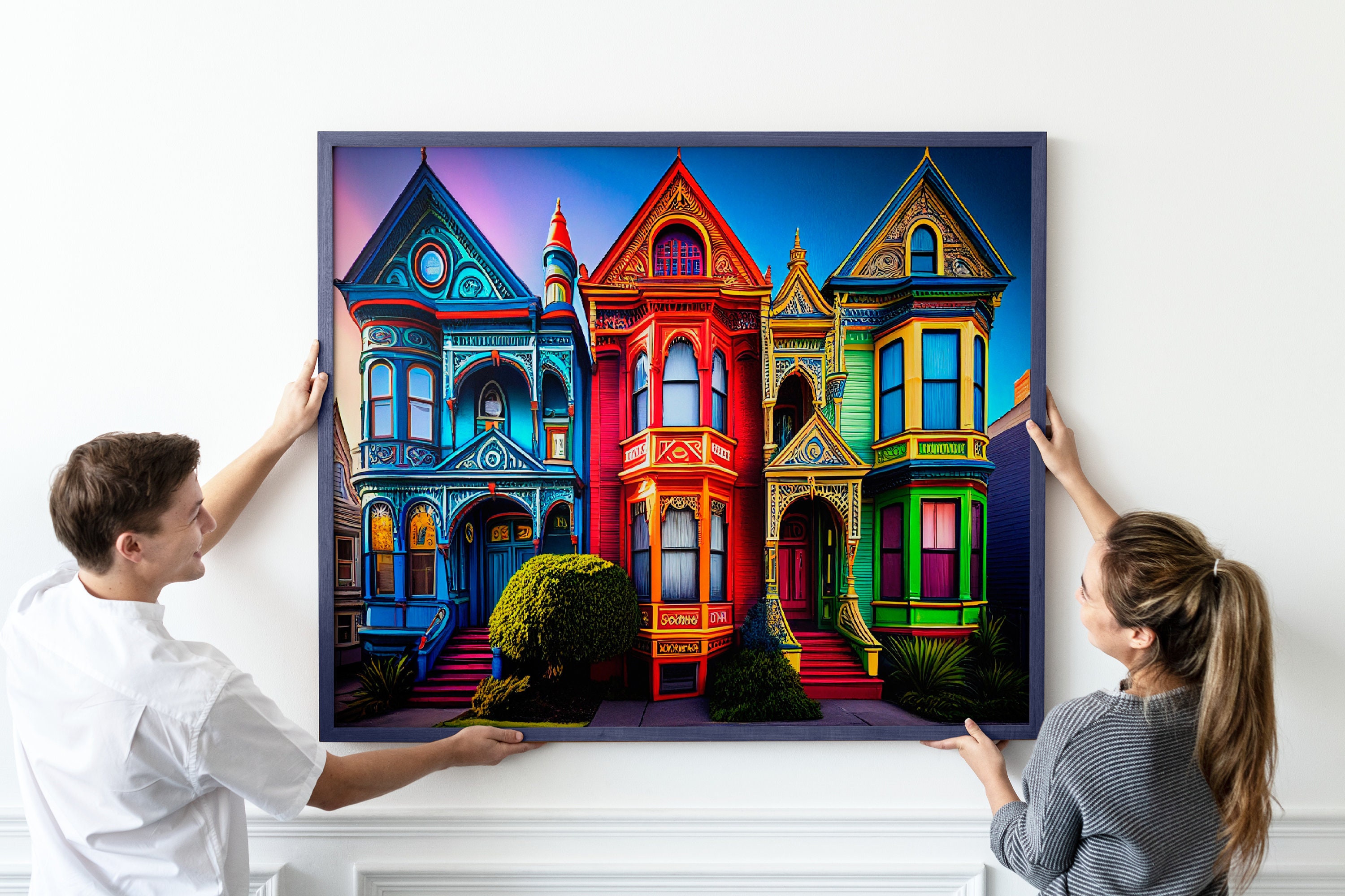 Rainbow Rows the Vibrant Victorian Houses Wall Art Decor San Francisco ...