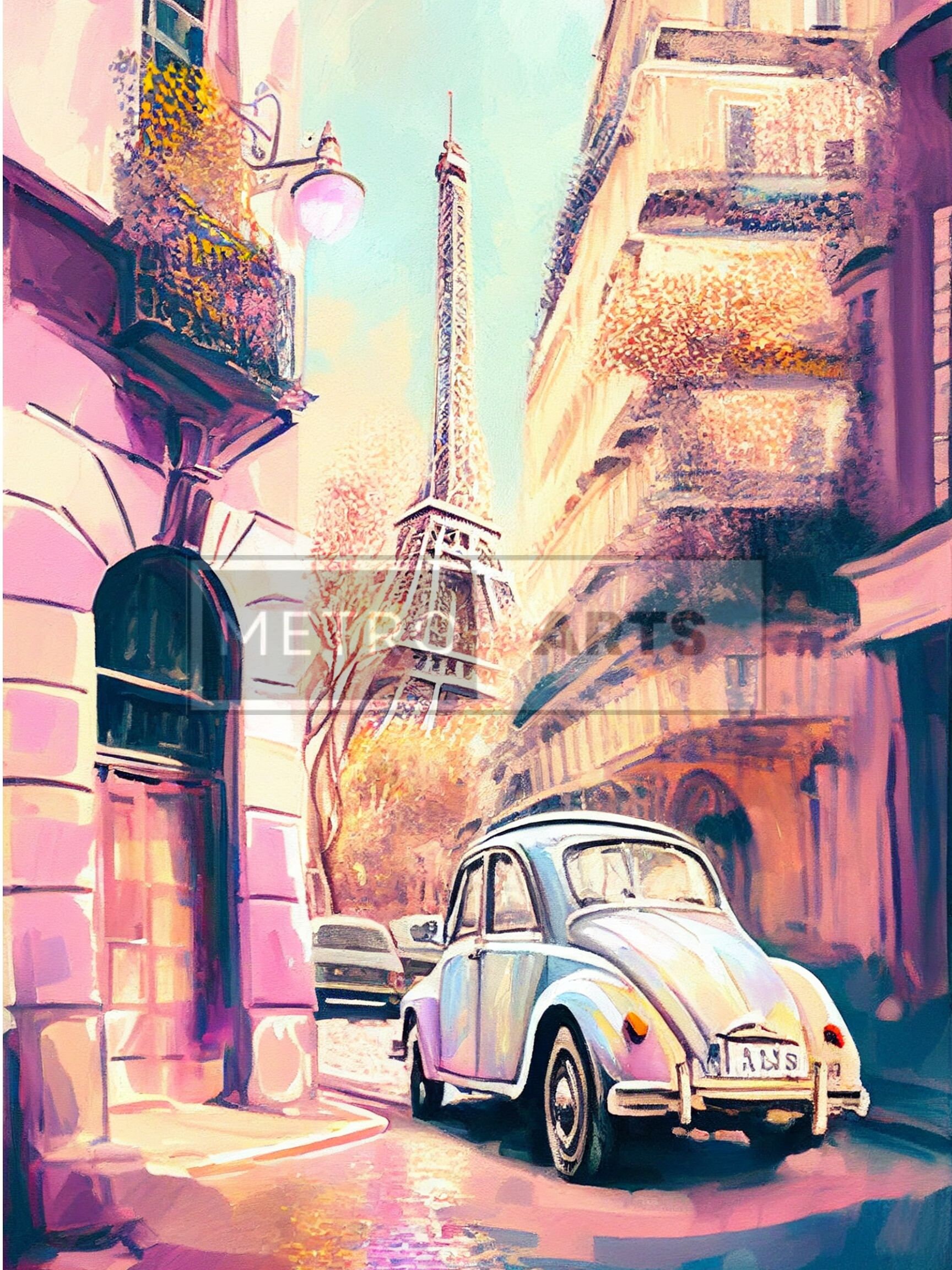 Vintage Paris Impressionism Vintage Oil Paints Eiffel Tower Wall Art ...