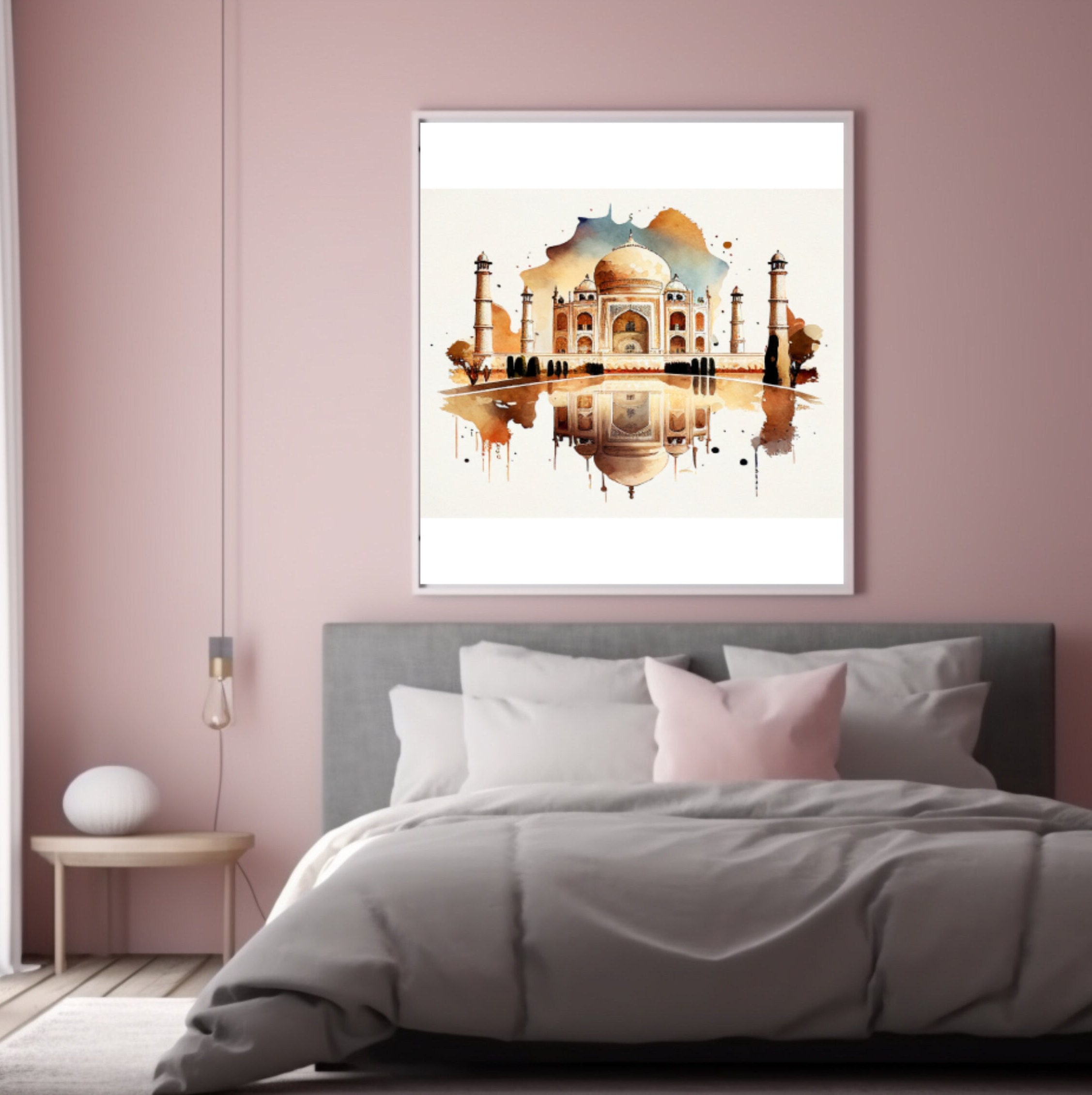 Modern Taj Mahal Watercolor Print for Travel Art Gift Landscape Print ...