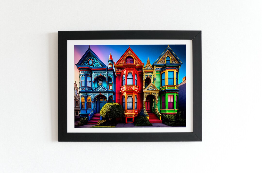 Rainbow Rows the Vibrant Victorian Houses Wall Art Decor San Francisco ...