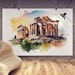 Vibrant Greece Watercolor Print of Parthenon Acropolis Stunning Athens ...