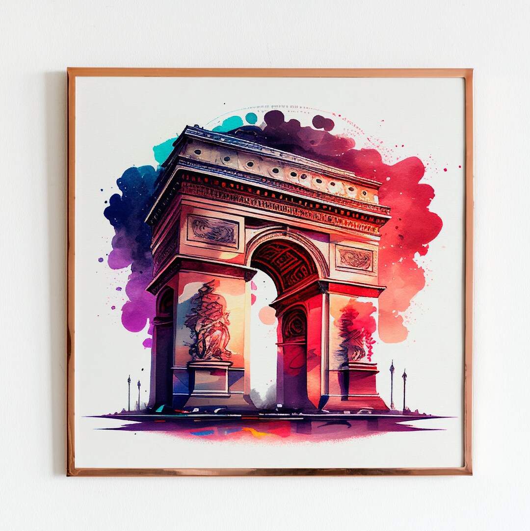 Exquisite Iconic Arc De Triomphe Modern Paris Cityscape Watercolor ...