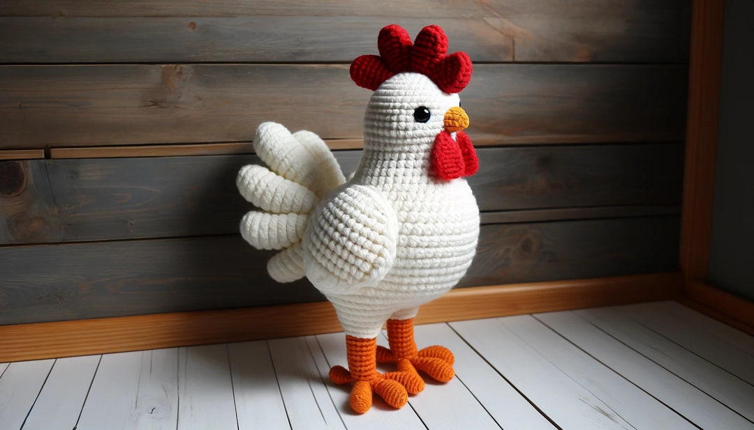 8-inch Chicken Amigurumi Crochet Pattern Intermediate DIY Stuffed ...