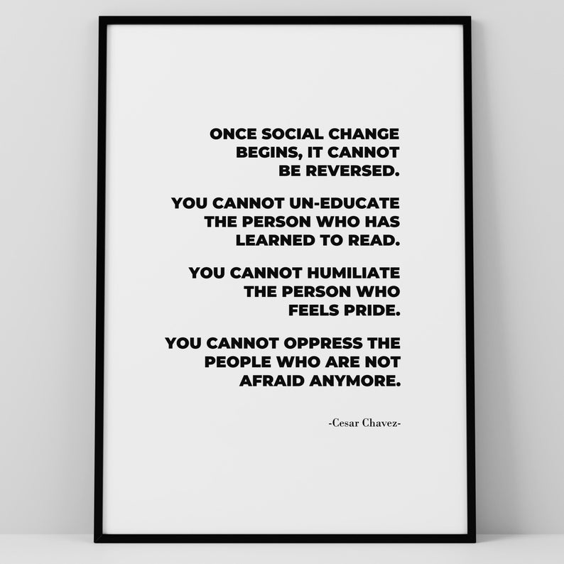 Cesar Chavez Quote Poster, Motivational Saying Poster, Digital Wall Art ...