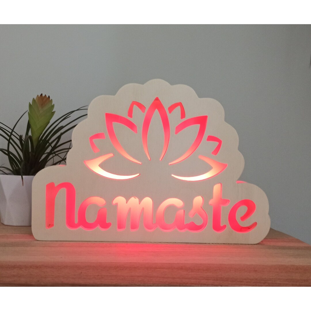 Namaste Wooden Lamp With Multicolored LED and Personalized Writing ...