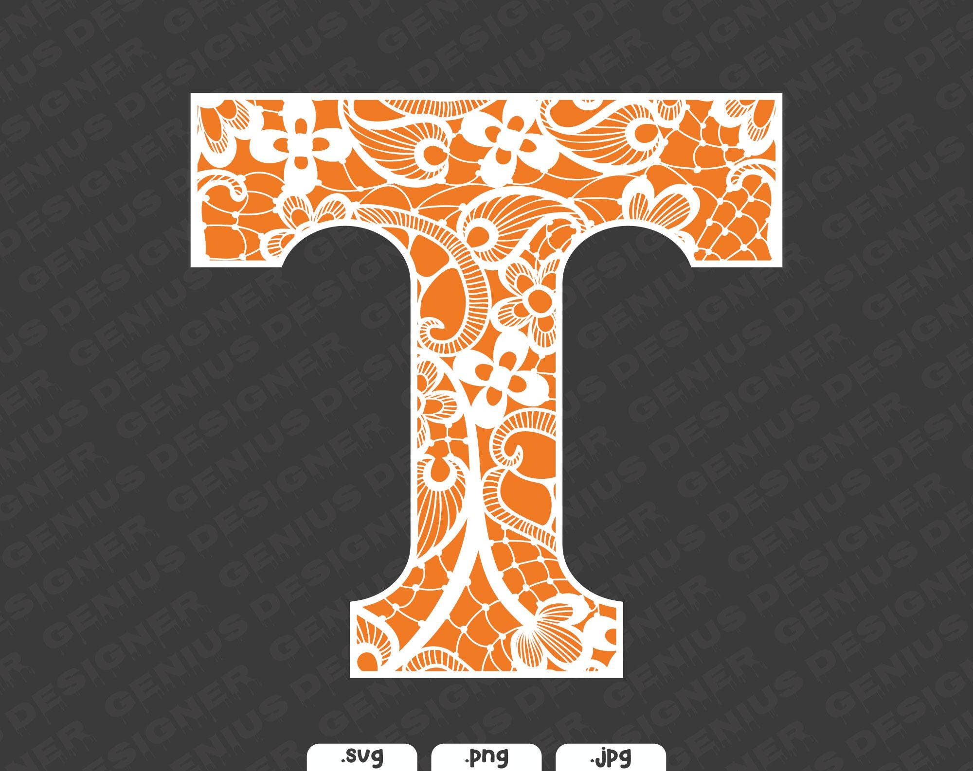 Tennessee Power T SVG PNG JPG | Lace Floral Power T, Football ...