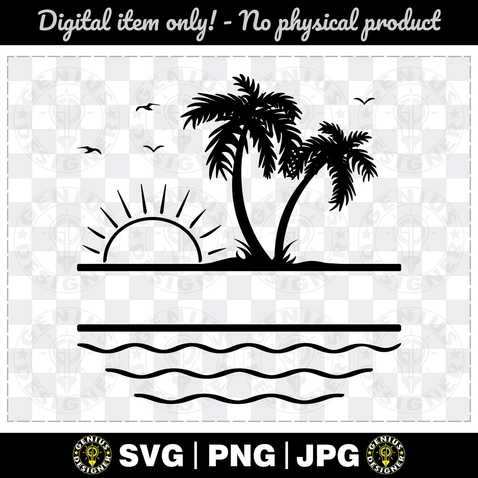 Palm Tree Split Frame Svg Beach Monogram Frame Palm Tree Nametag Svg ...