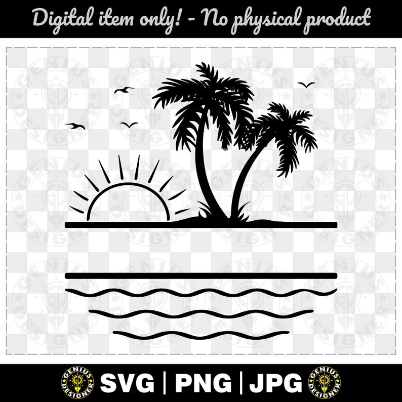 Palm Tree Split Frame Svg Beach Monogram Frame Palm Tree Nametag Svg ...
