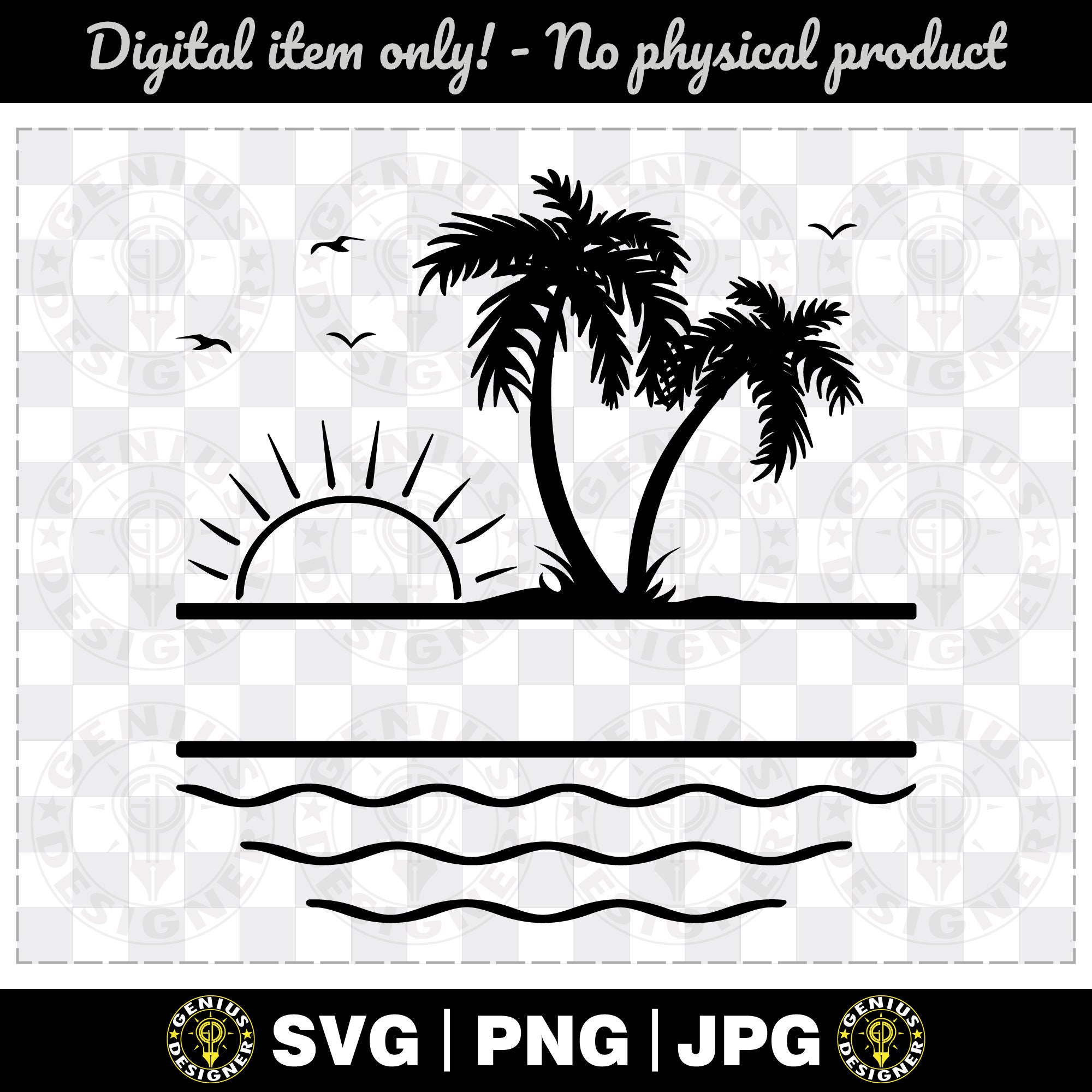 Palm Tree Split Frame Svg Beach Monogram Frame Palm Tree Nametag Svg ...