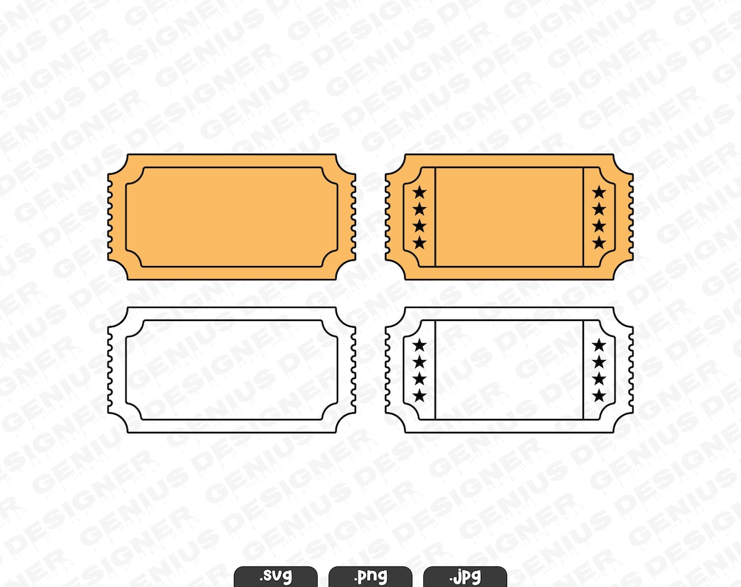Ticket SVG | Ticket Template Svg | Custom Ticket Border Bundle | Movie ...