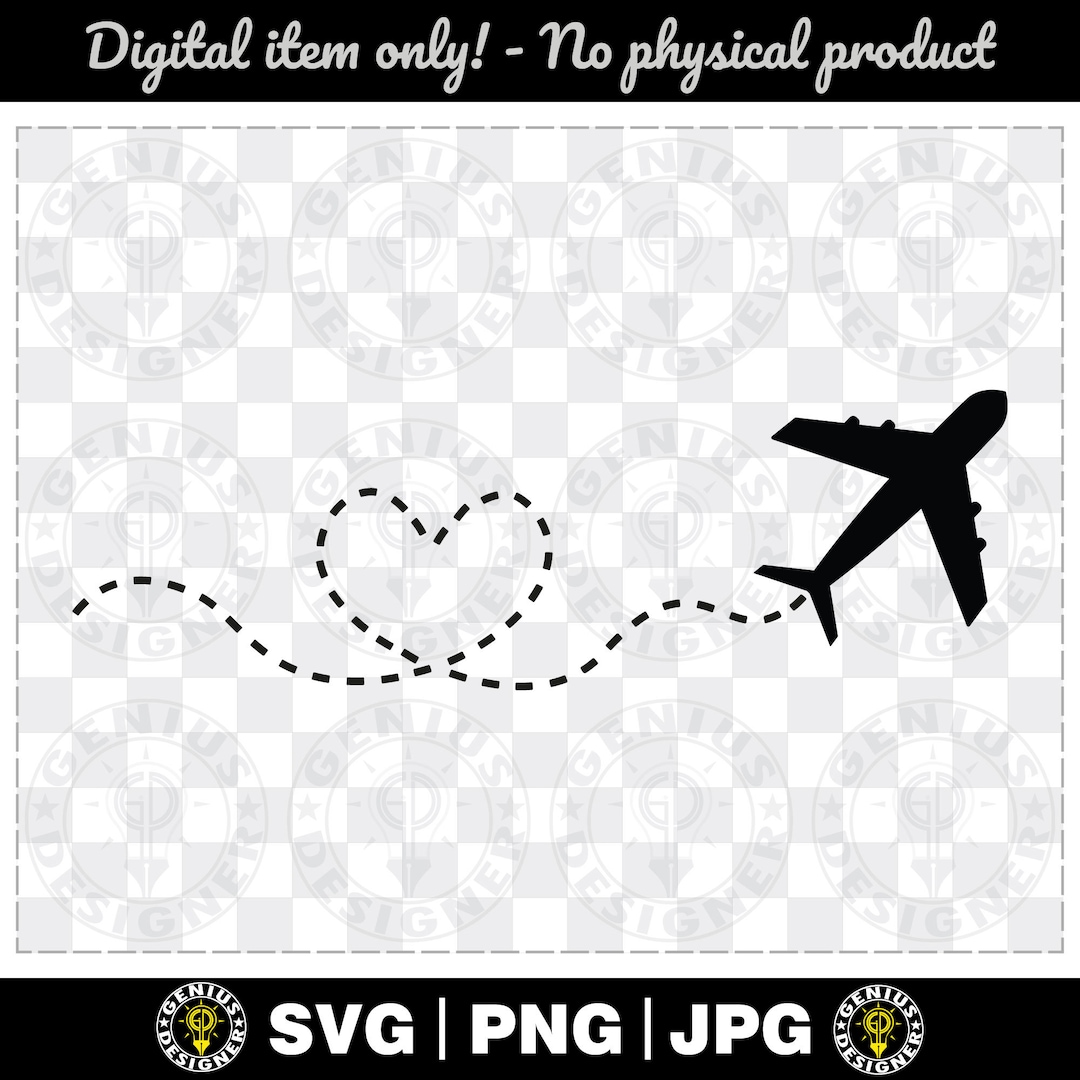 Airplane Heart Plane Route Svg, Dotted Line Plane Route Svg, Airplane ...