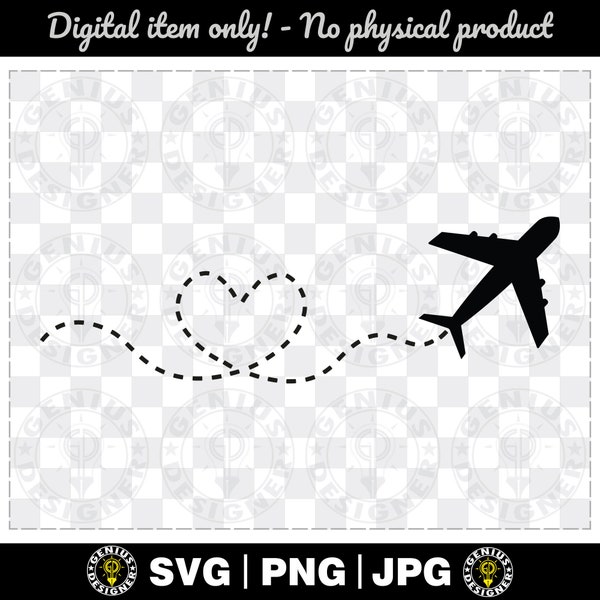 Airplane Dotted Heart Svg - Etsy