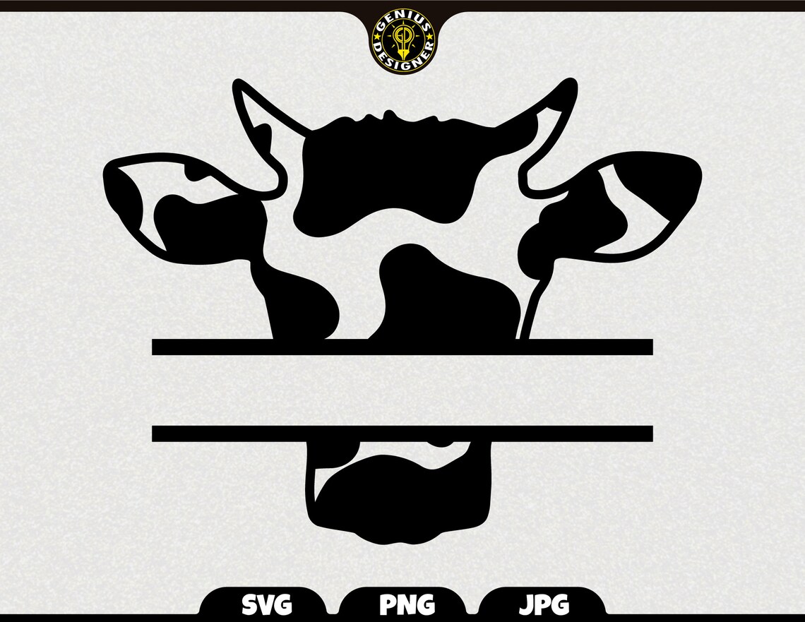 Cow Head Monogram Svg Cow Split Nameframe Cowhide Pattern - Etsy