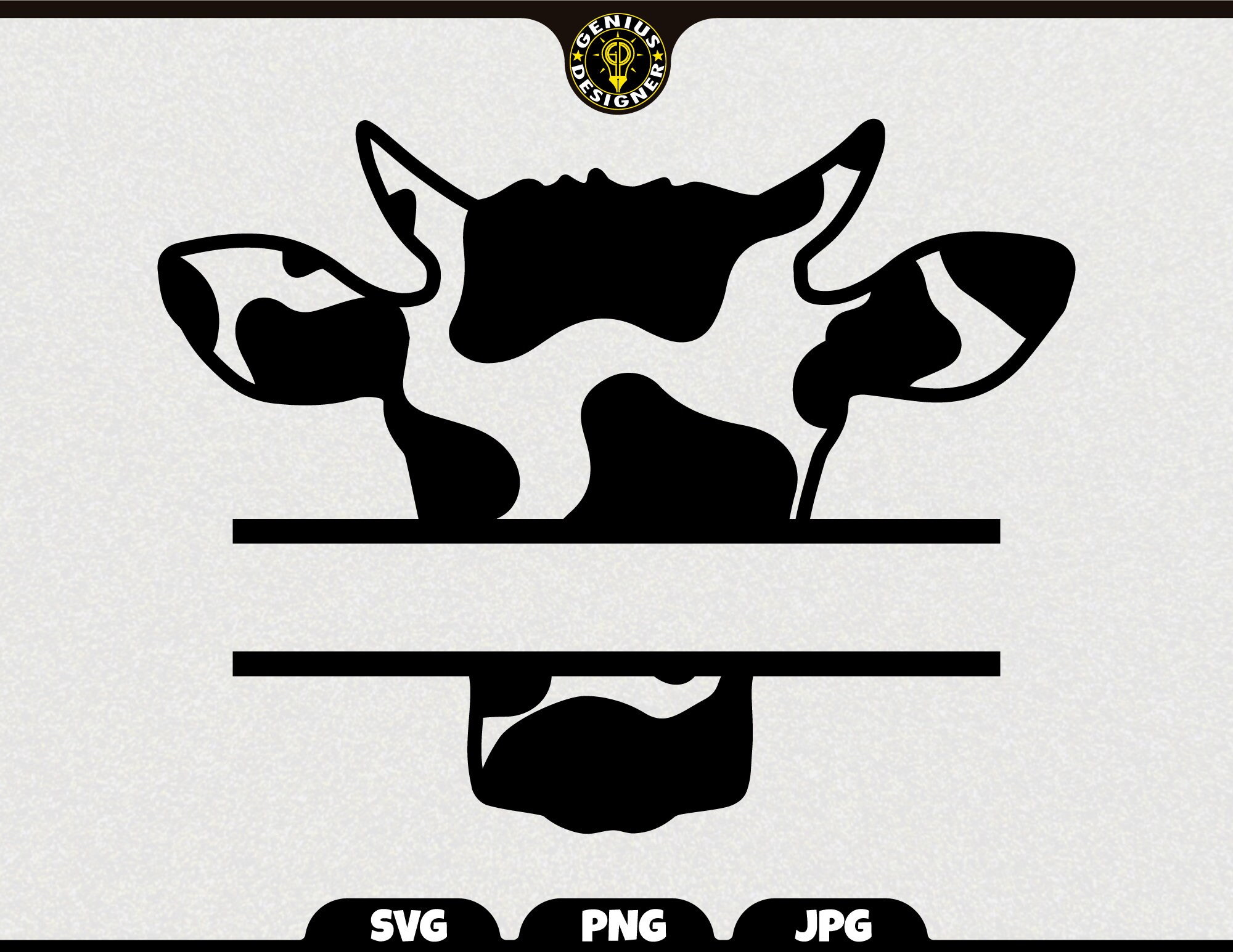 Cow Head Monogram Svg Cow Split Nameframe Cowhide Pattern - Etsy