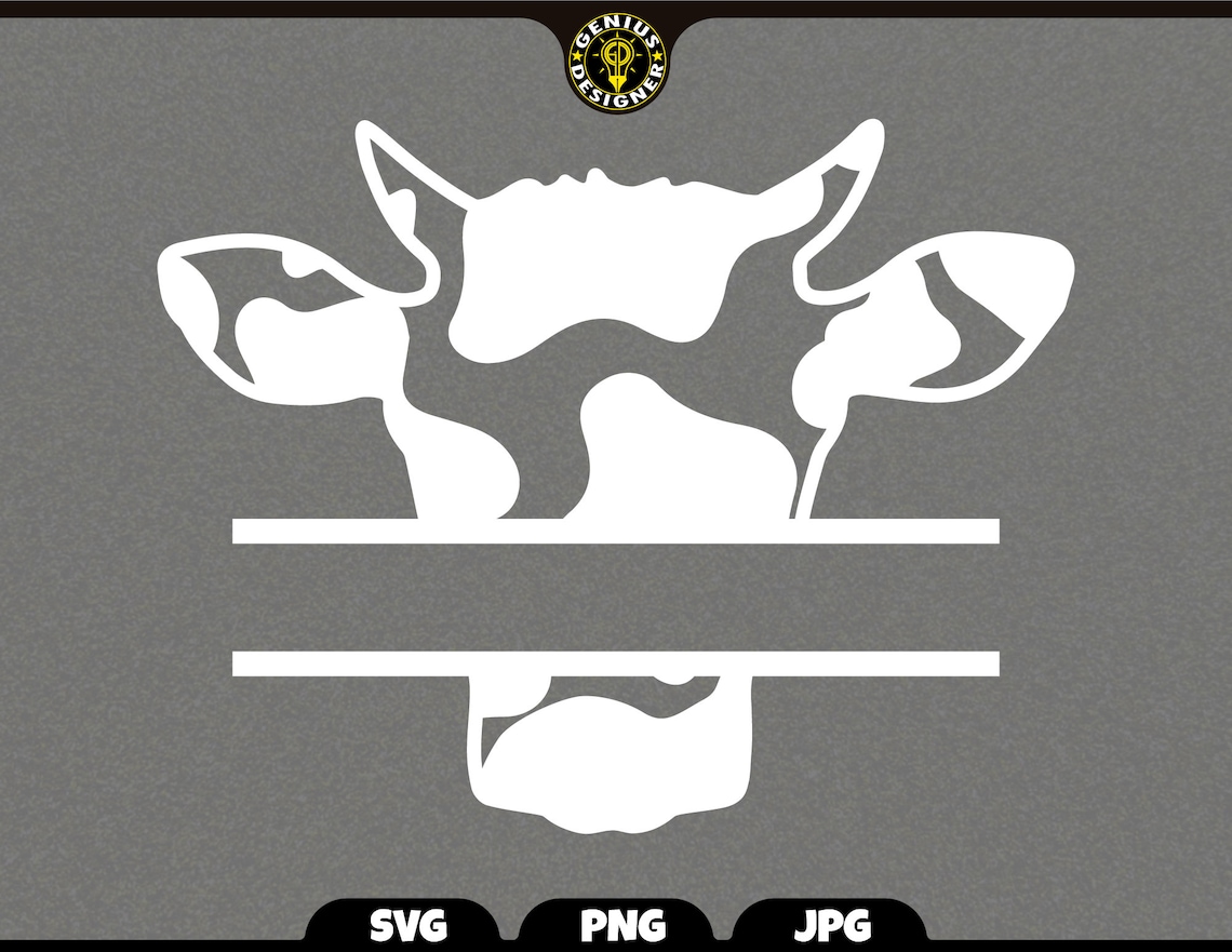 Cow Head Monogram Svg Cow Split Nameframe Cowhide Pattern - Etsy