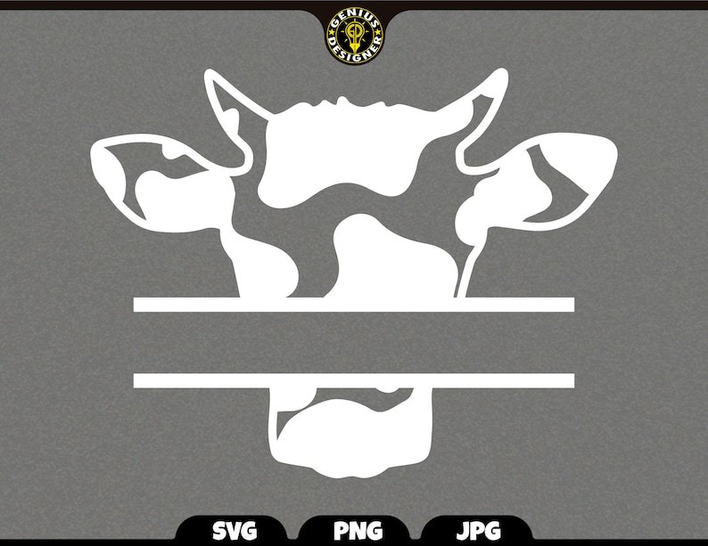 Cow Head Monogram Svg Cow Split Nameframe Cowhide Pattern - Etsy